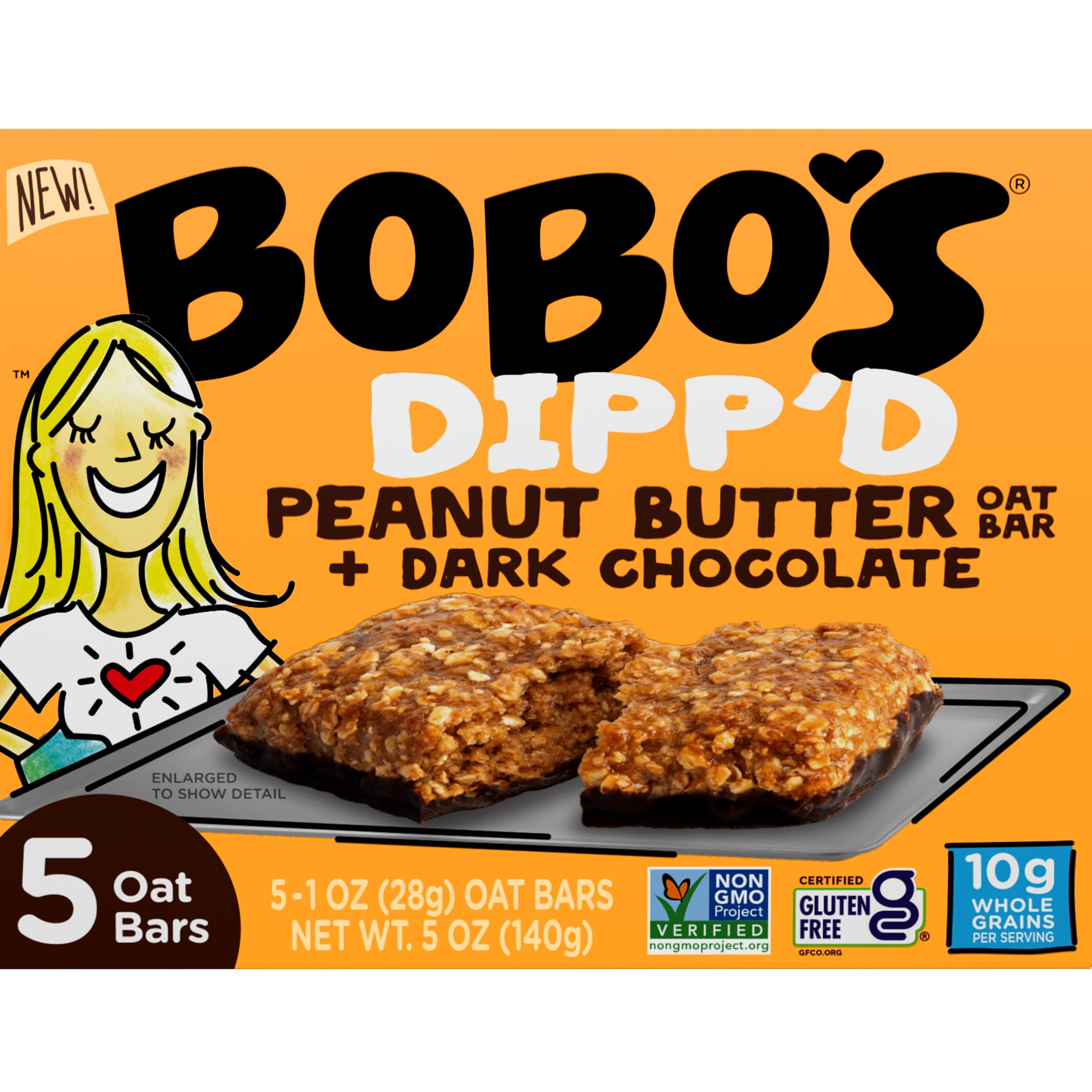 Bobo's Dipp'd Peanut Butter Oat Bars, Chocolate Coated, 5 Pack ...