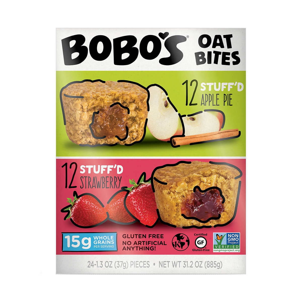 Bobo's Oat Bites Variety Pack, 1.3 Ounce, Pack of 24, Stuff'd Pie and ...