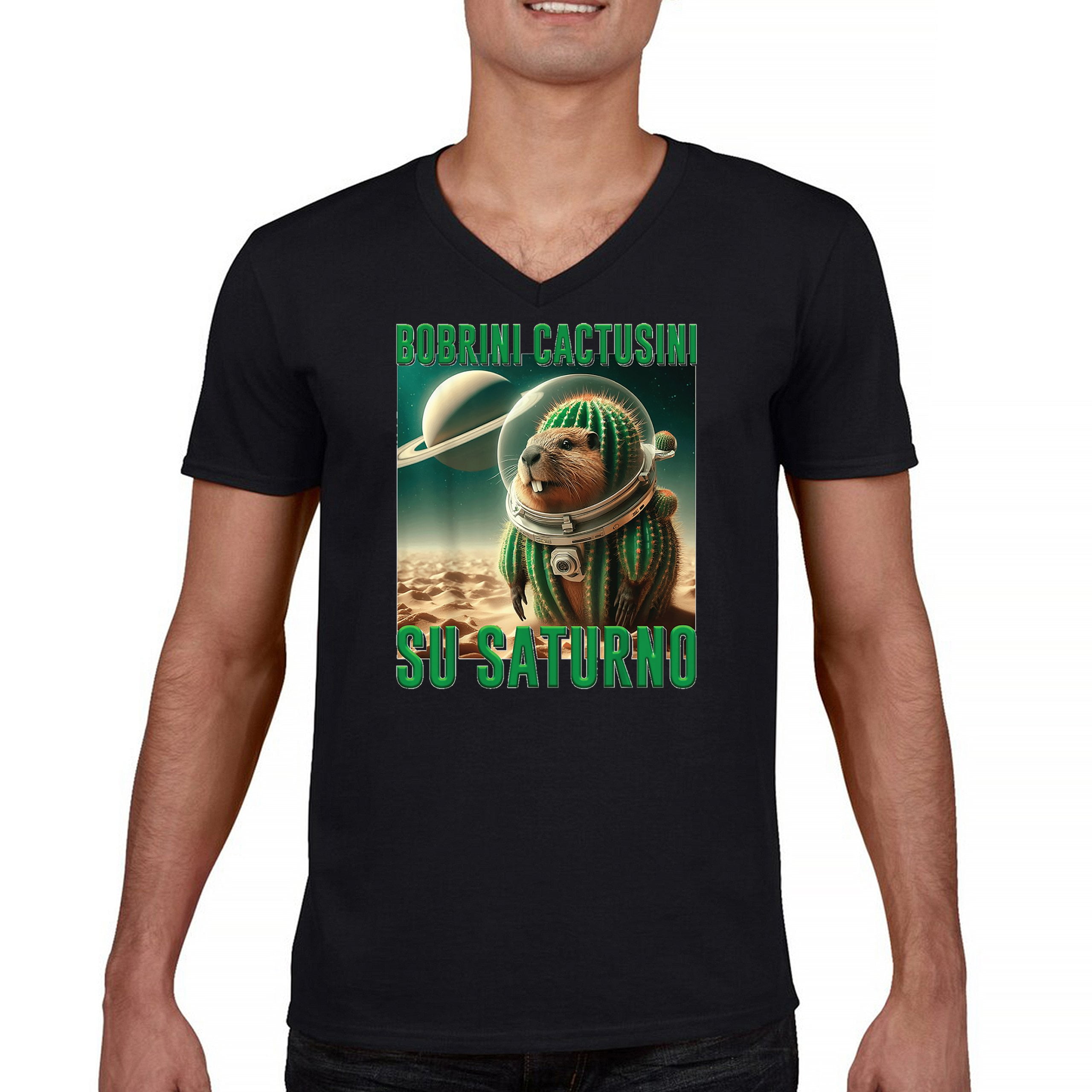 Bobrini Cactusini Su Saturno Men's V-Neck T-shirt Italian Brainrot Gen ...