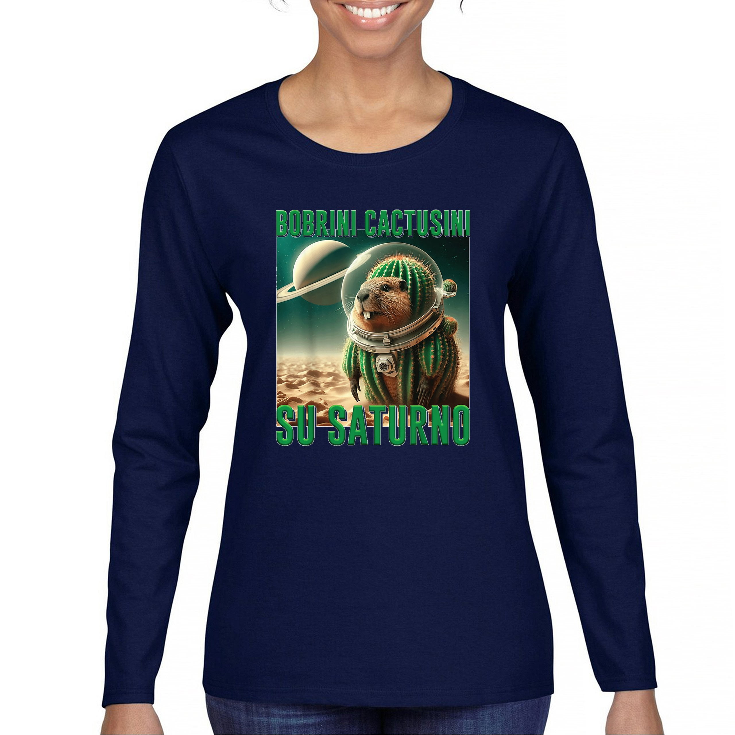 Bobrini Cactusini Su Saturno Women's Long Sleeve T-shirt Italian ...