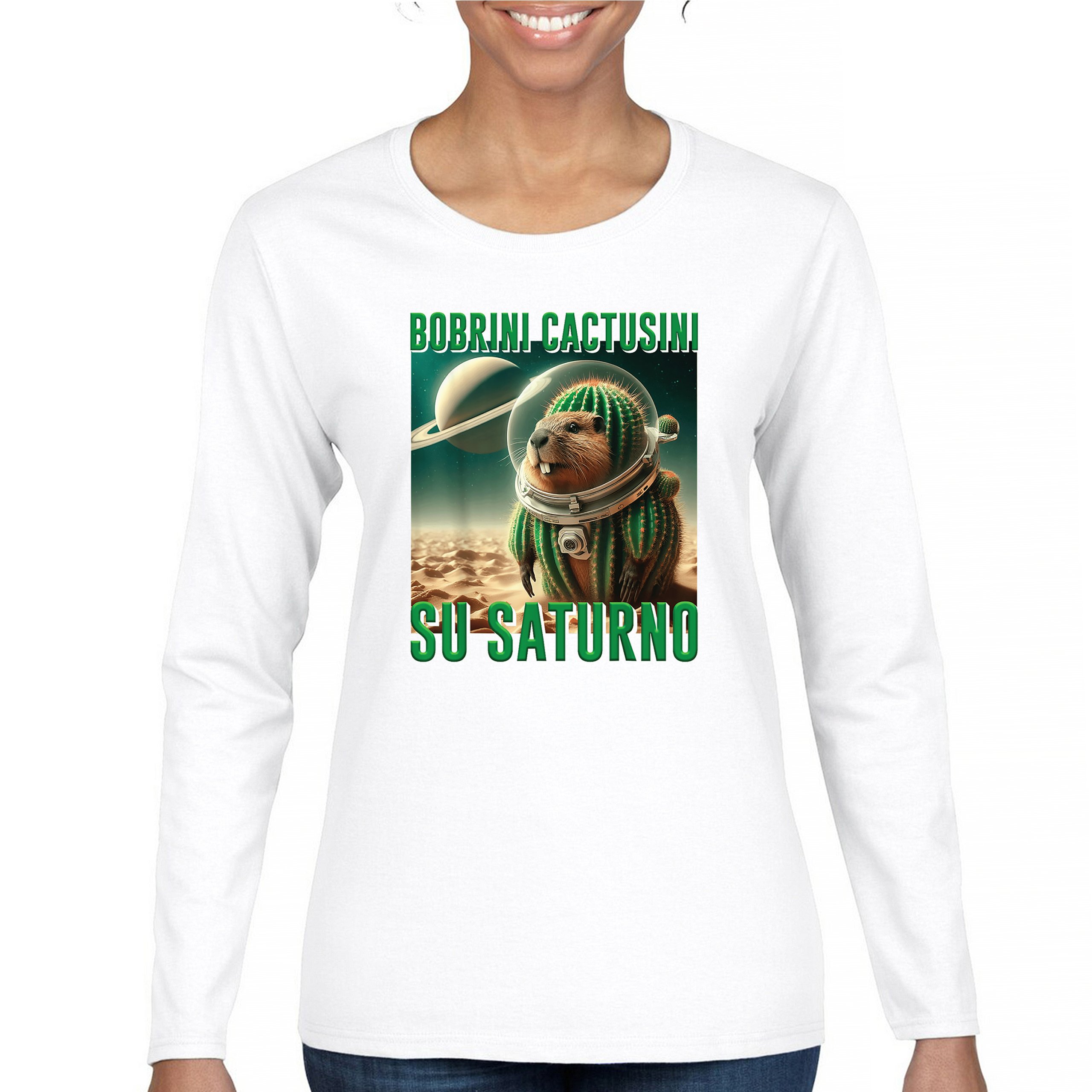 Bobrini Cactusini Su Saturno Women's Long Sleeve T-shirt Italian ...