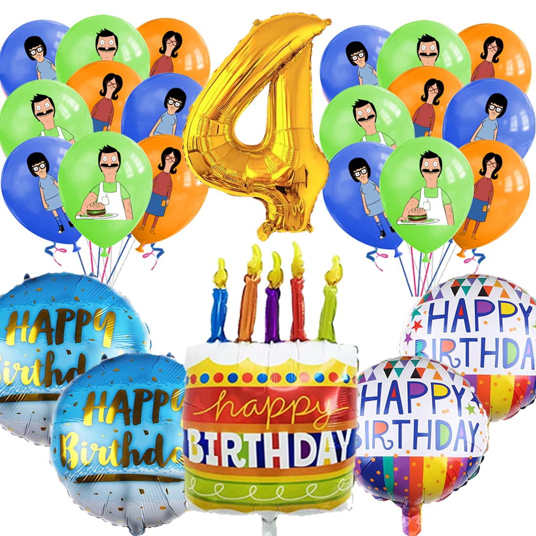 Bobs Burgers Balloons Party Supplies 4th Big Number Decorations Decor ...