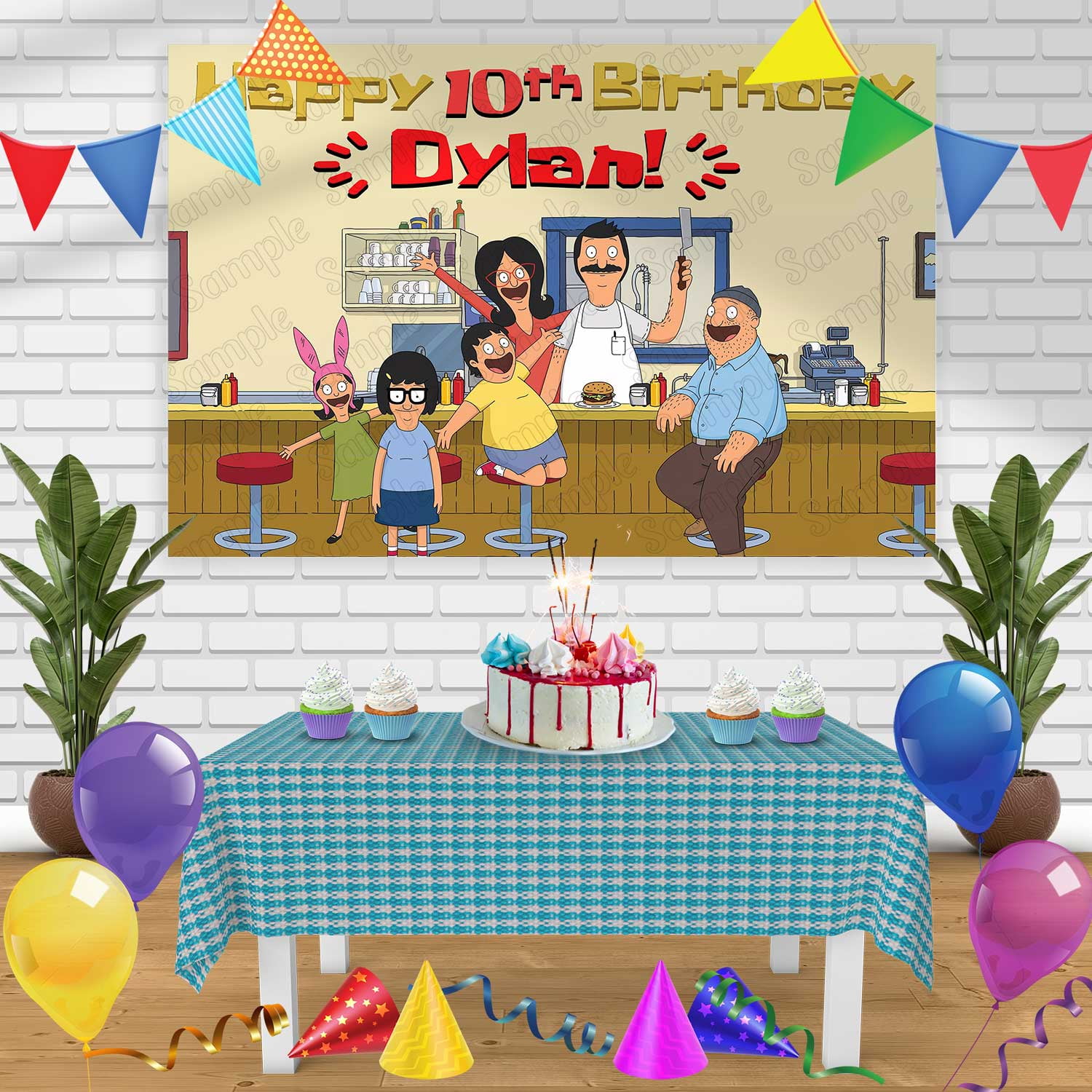 Bobs Burgers Birthday Banner Personalized Party Backdrop Decoration 60 ...