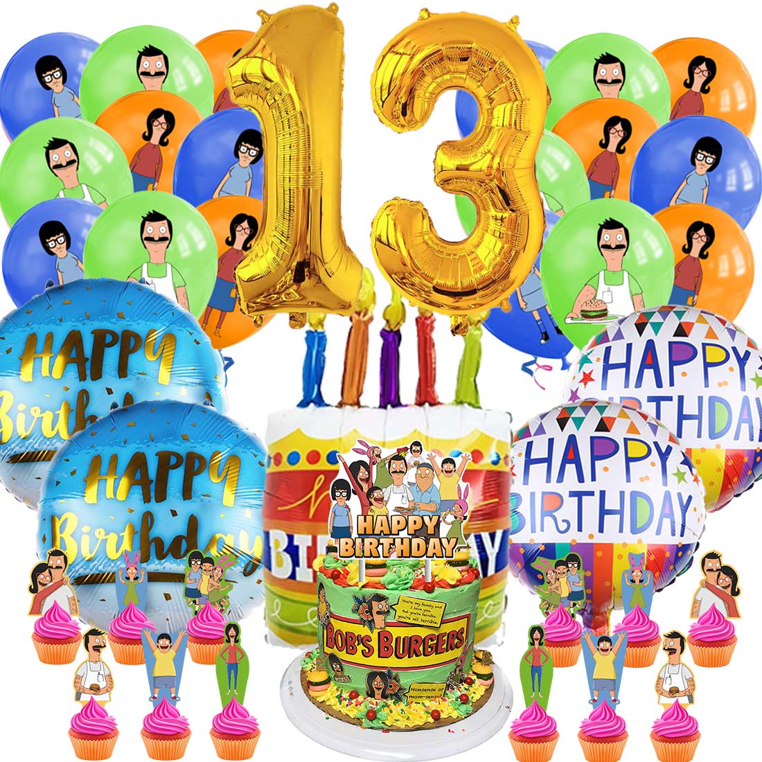 Bobs Burgers Party Supplies 13th Decor Kit Balloons Birthday Cake ...