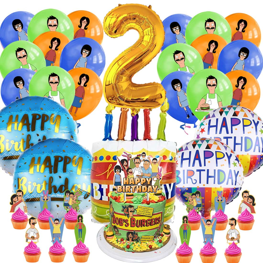 Bobs Burgers Party Supplies 2nd Decor Kit Balloons Birthday Cake Topper ...