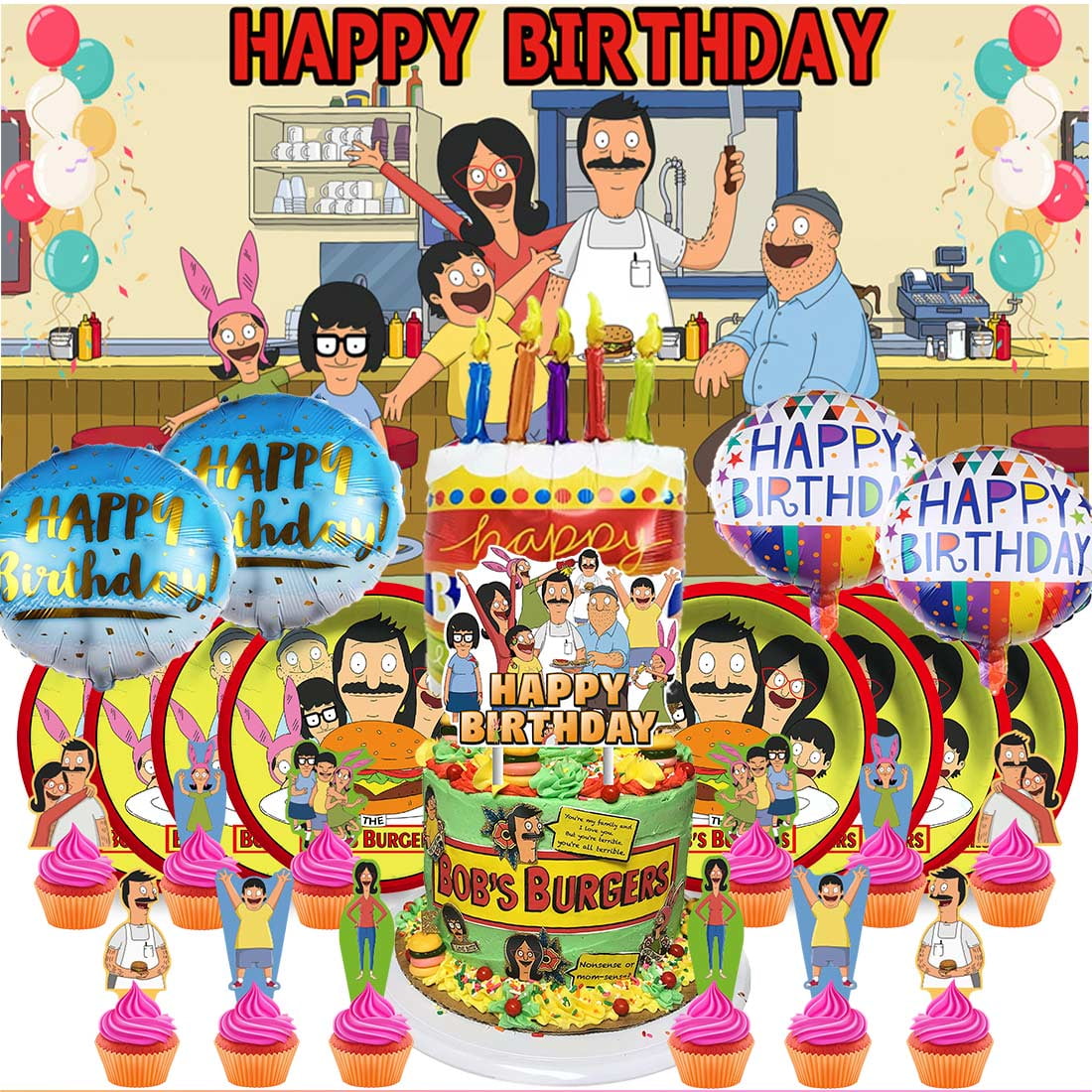 Bobs Burgers Supplies Plates Decoration Backdrop Banner Birthday Decor ...