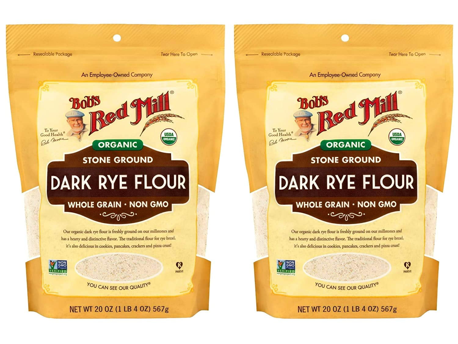 Bobs Red Mill 2 Organic Dark Rye Flour - 2 20 Ounce (1.25 Lbs) Stand Up ...