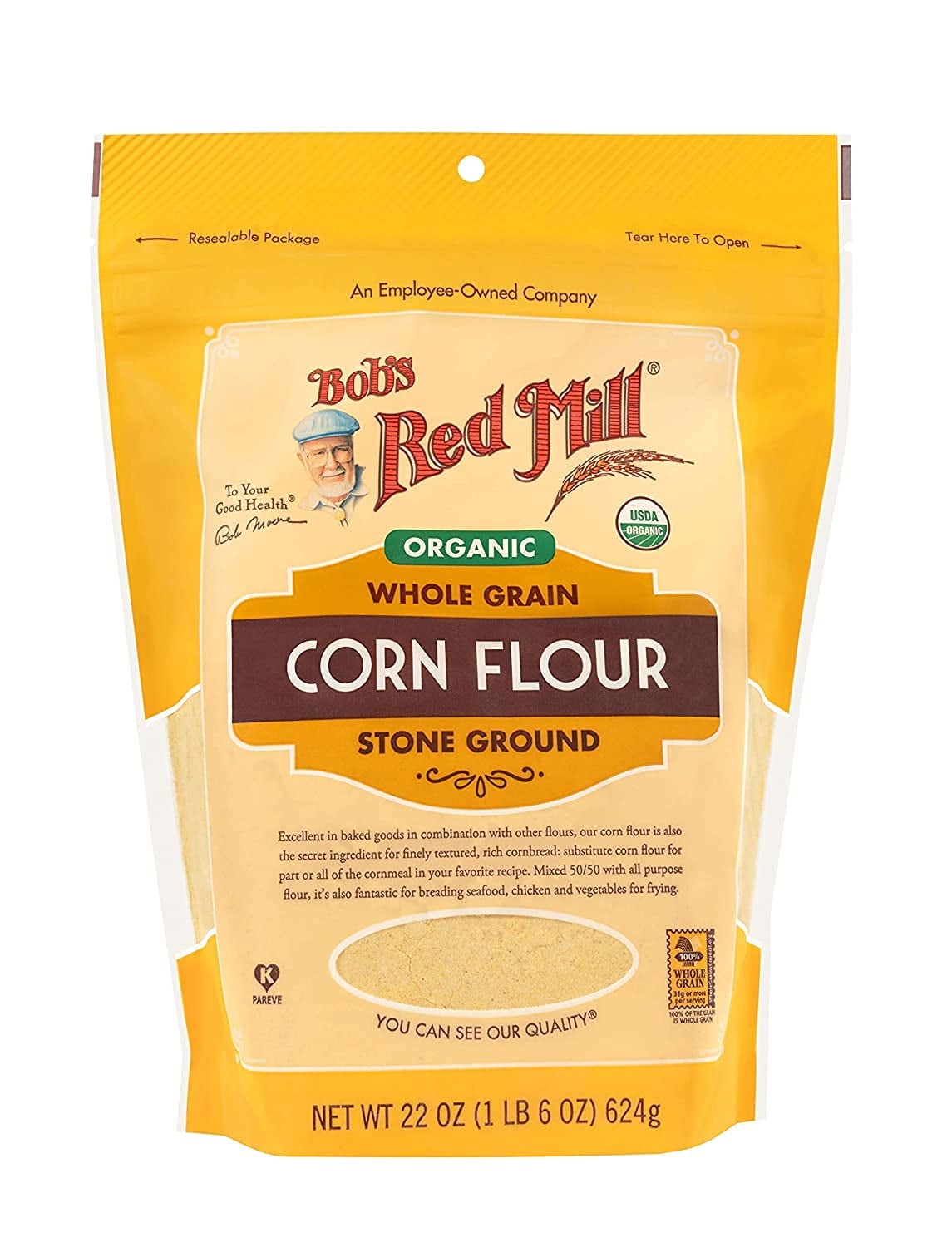 Bobs Red Mill Organic Corn Flour, 22 Ounce (Pack Of 1) Packaging May ...