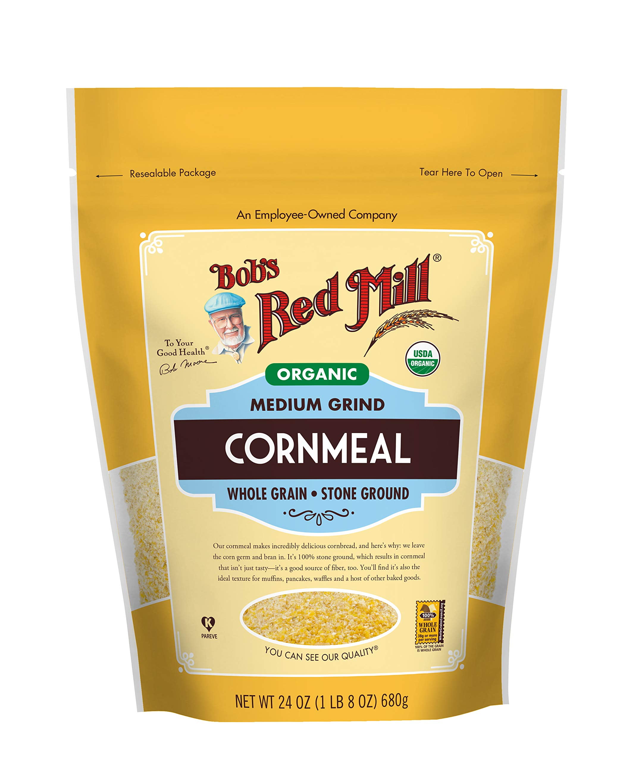 Bobs Red Mill Organic Medium Grind Cornmeal, 24 Oz Packaging May Vary ...