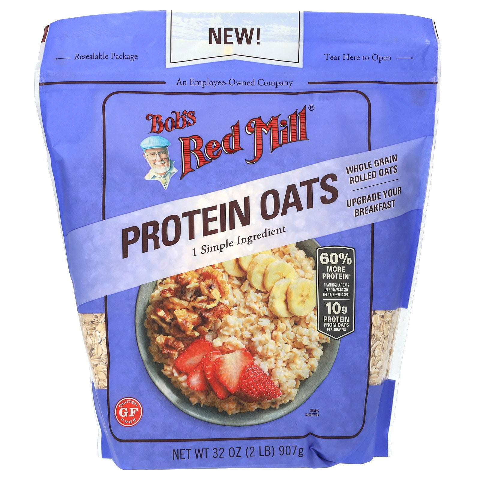 Bob's Red Mill Protein Oats, 32 oz Bag, Whole Grain Rolled Oats ...