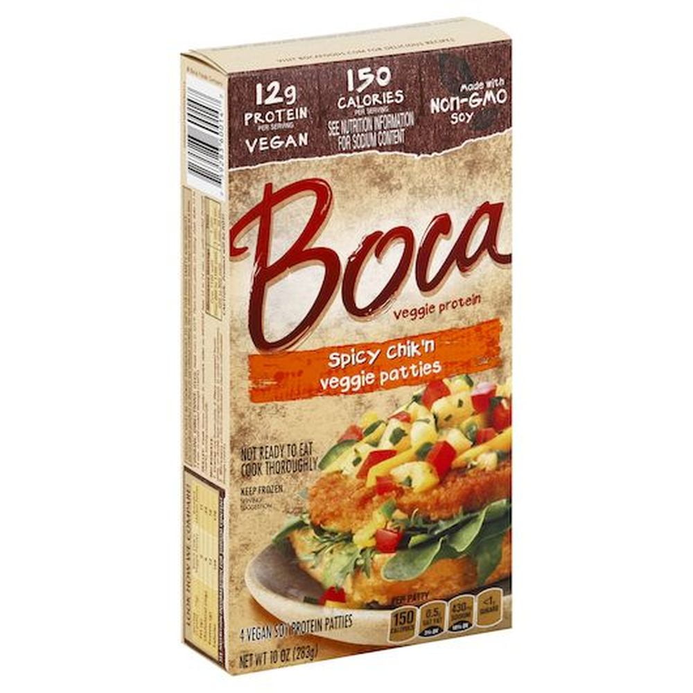 Boca Foods Spicy Chicken Patty, Soy-Based, Low Fat Protein, Crispy ...