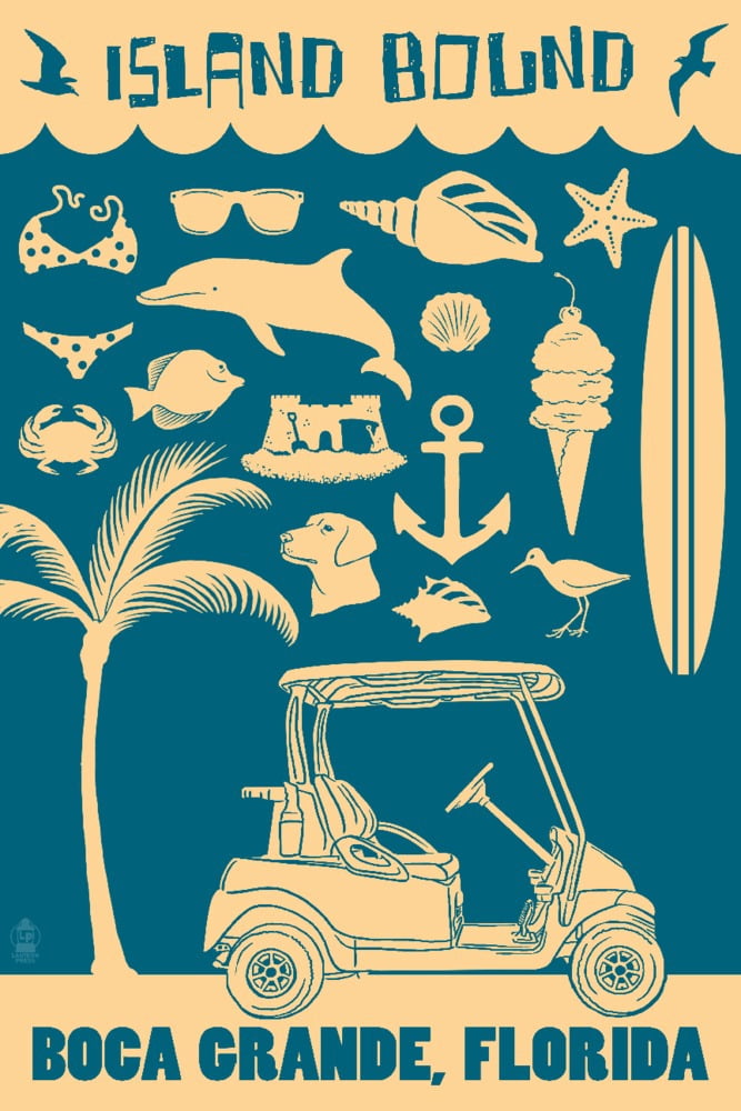 Boca Grande, Florida, Coastal Icons (36x54 Giclee Gallery Art Print ...