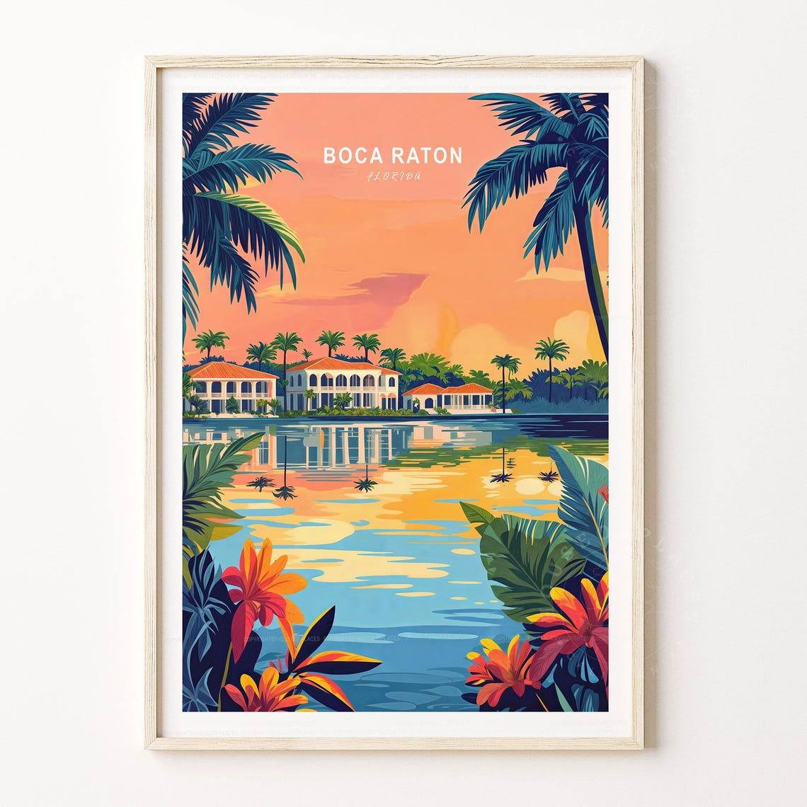 Boca Raton Travel Print, Florida Travel Wall Art, Boca Raton Florida ...