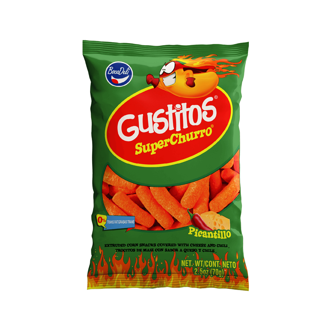 Bocadeli Gustitos SuperChurro Picantillo, Covered with Cheese and Chili ...