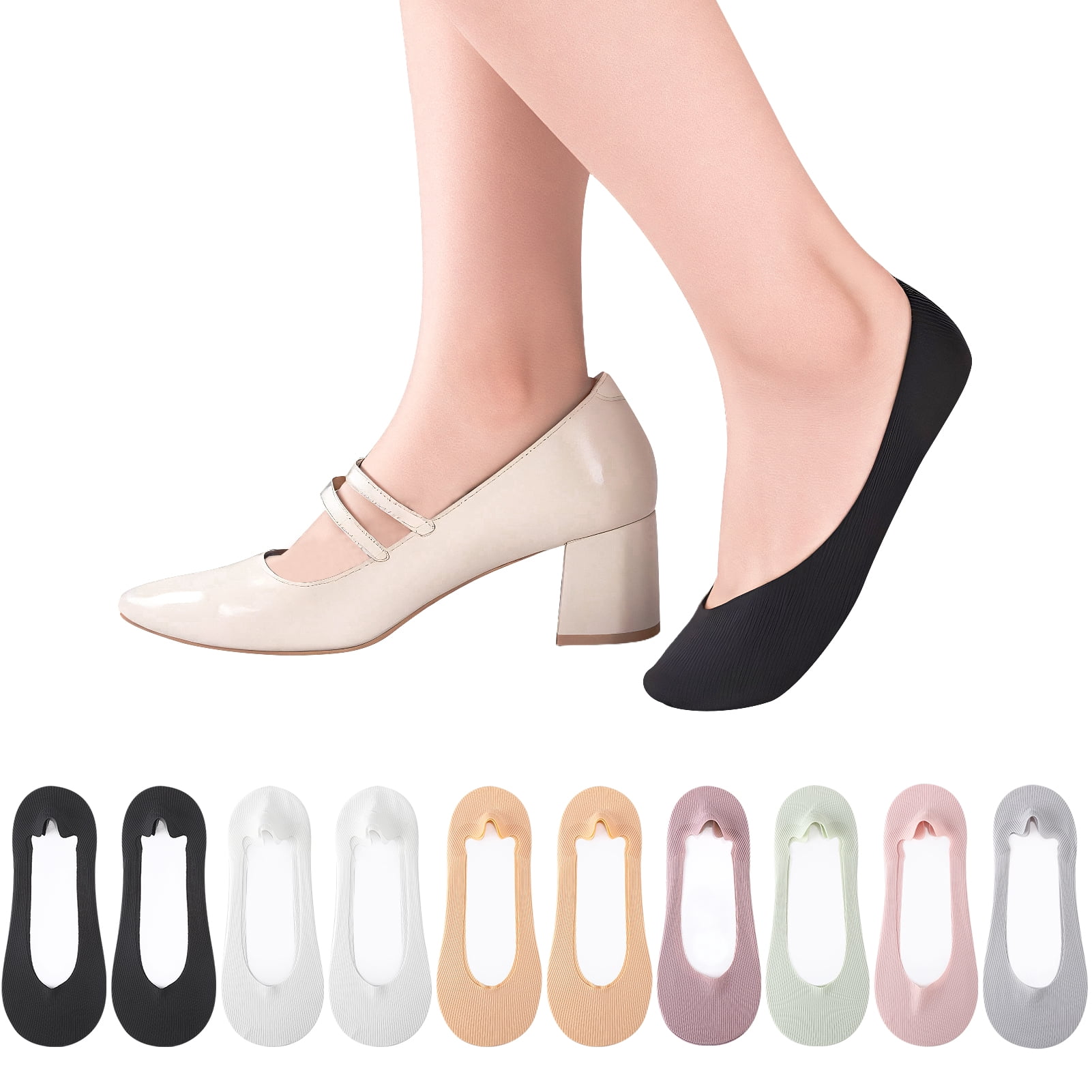 Bocaoying 10 Pack No Show Socks, Invisible Breathable Ice Silk Socks ...