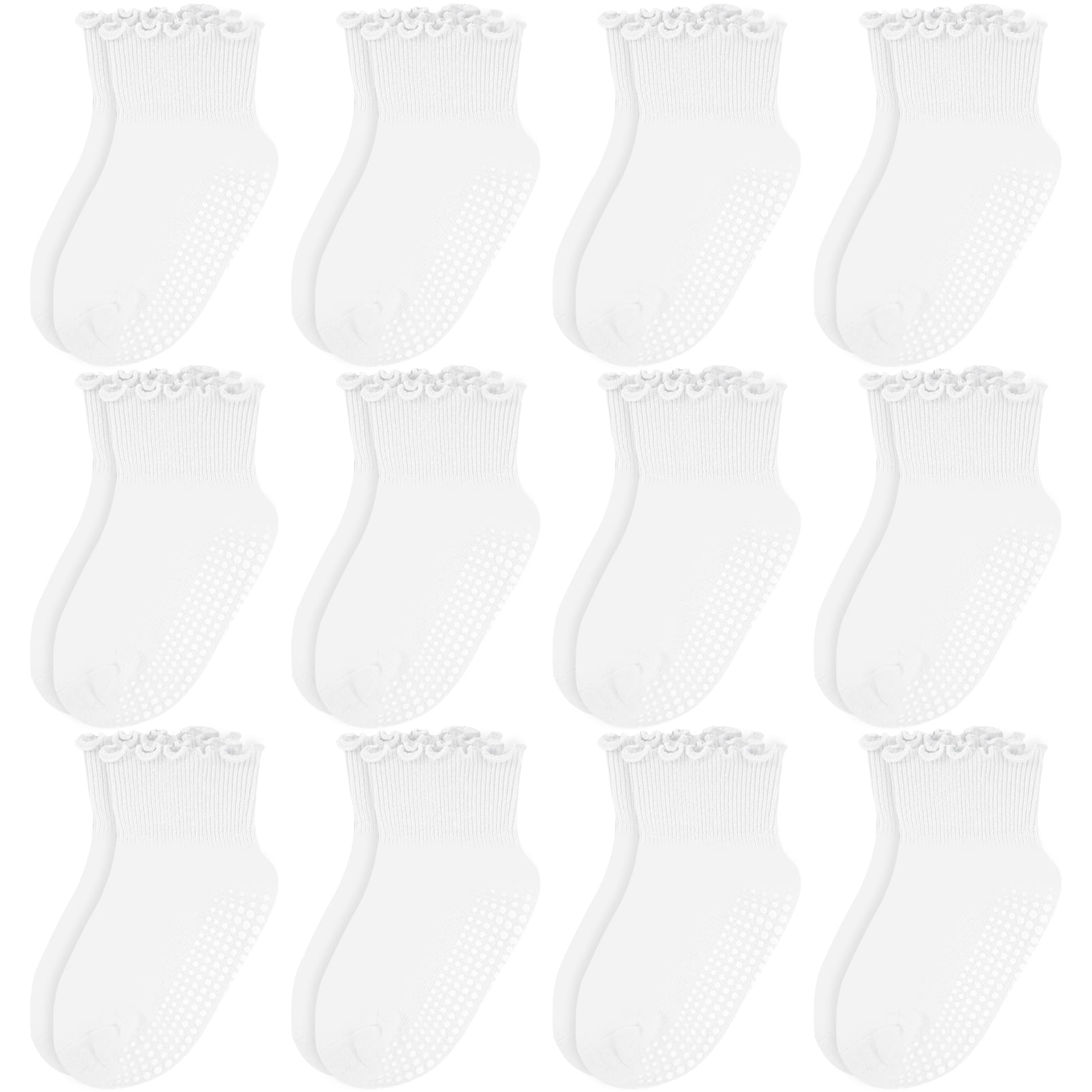 Bocaoying 12 Pairs Toddler Baby Socks with Grips, Non Slip Cotton Socks ...