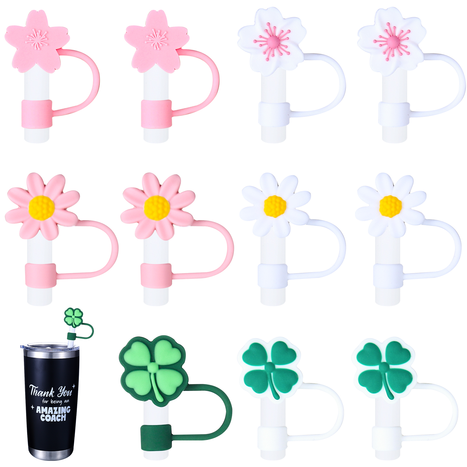 LUIISIS 20 Pcs Straw Covers Cap, Cover Reusable Drinking Straw Tips ...