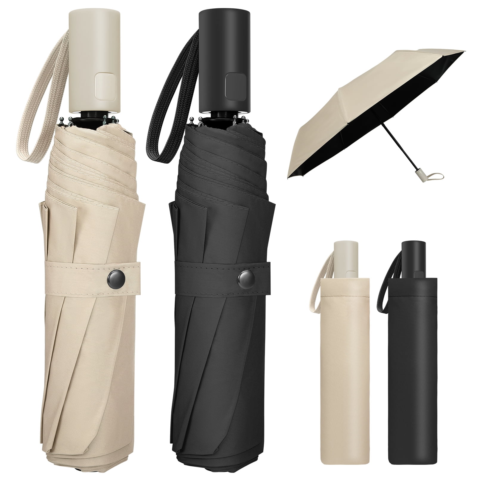 Bocaoying 2 Pack Automatic Folding Umbrella, 8 Ribs Lightweight ...