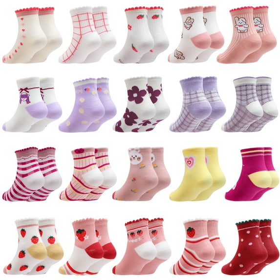 Bocaoying 20 Pairs Girls Crew Socks Bulk 9-13 Years - Soft Fast Dry ...