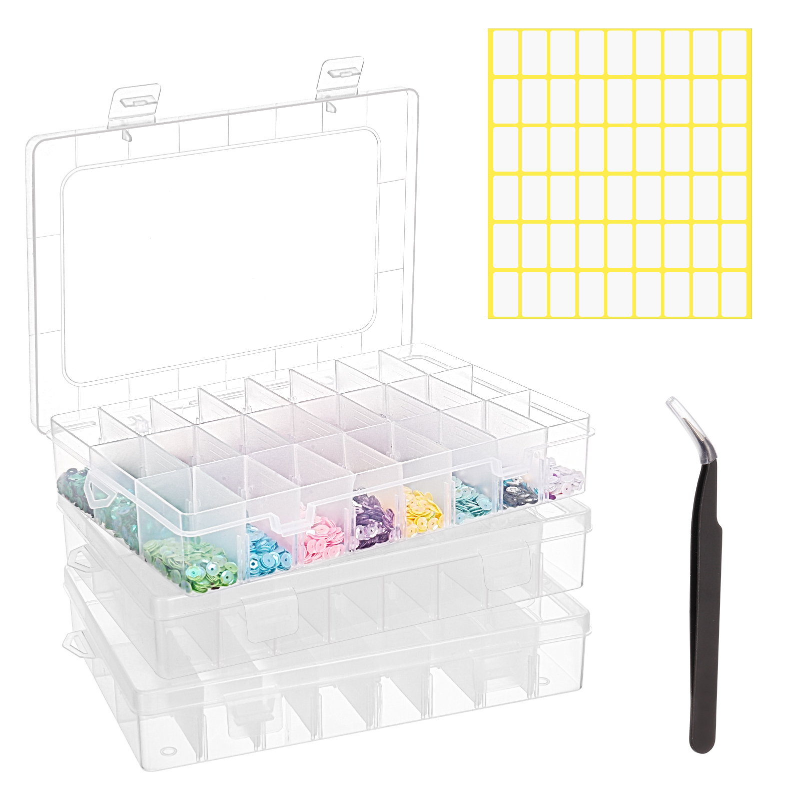 Clear Plastic Greeting Card Organizer with Dividers, Notecards Holder ...