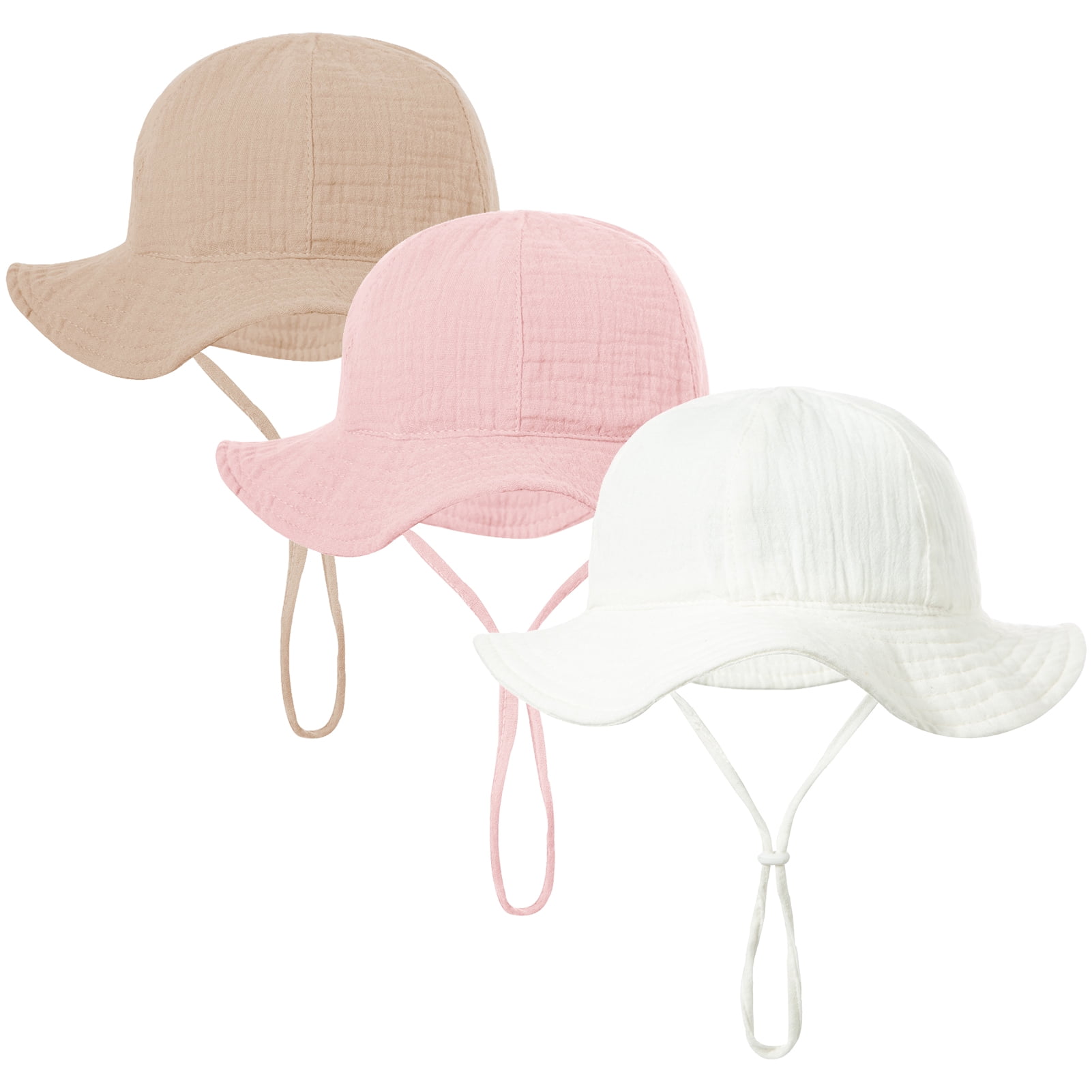 Bocaoying 3 Pack Baby Sun Hat with UPF 50+ Sun Protection, Wide Brim ...