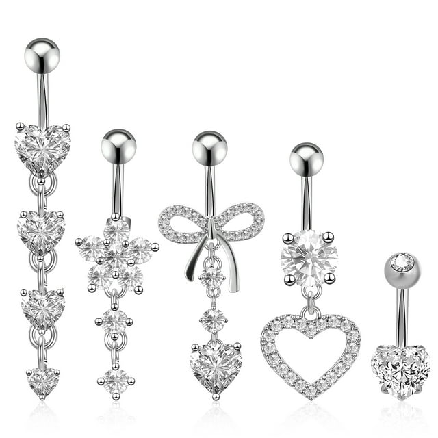 Bocaoying 5 PCS Belly Button Ring Pendants, Belly Button Perforation ...