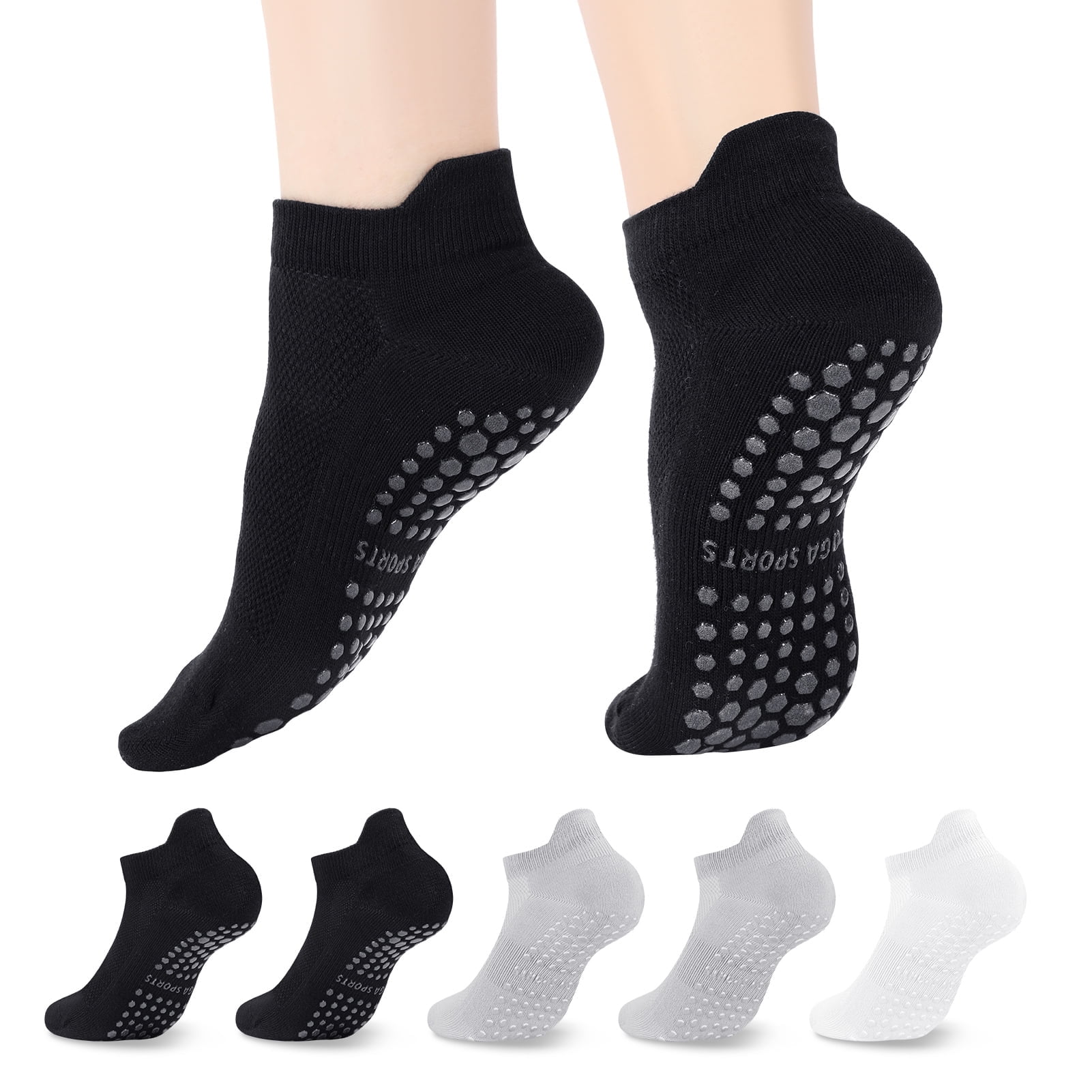 Bocaoying 5 Pairs Breathable Cotton Blend Pilates Socks for Women ...