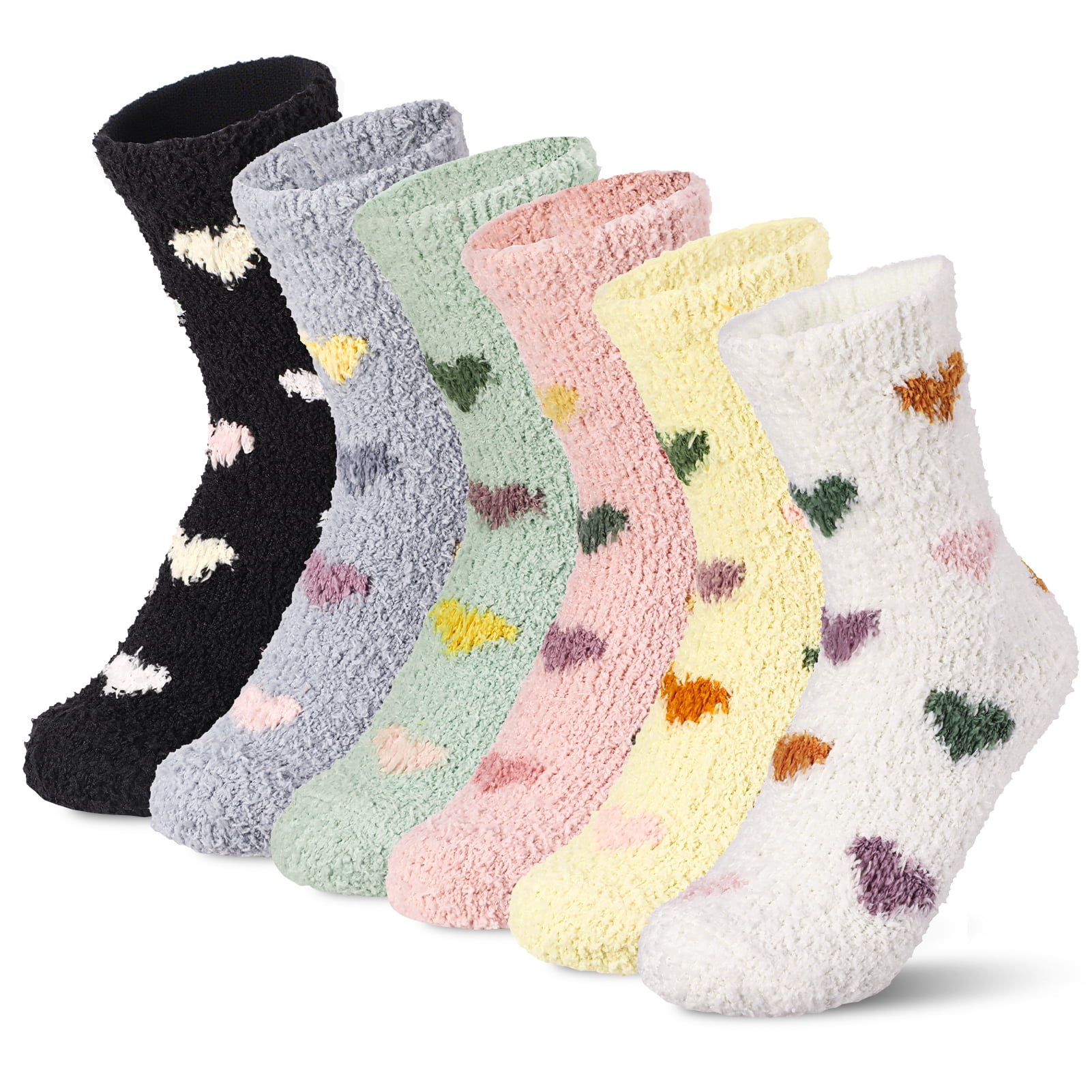 Bocaoying 6 Pairs Fuzzy Socks for Women, Soft Fuzzy Slipper Socks, Cozy ...