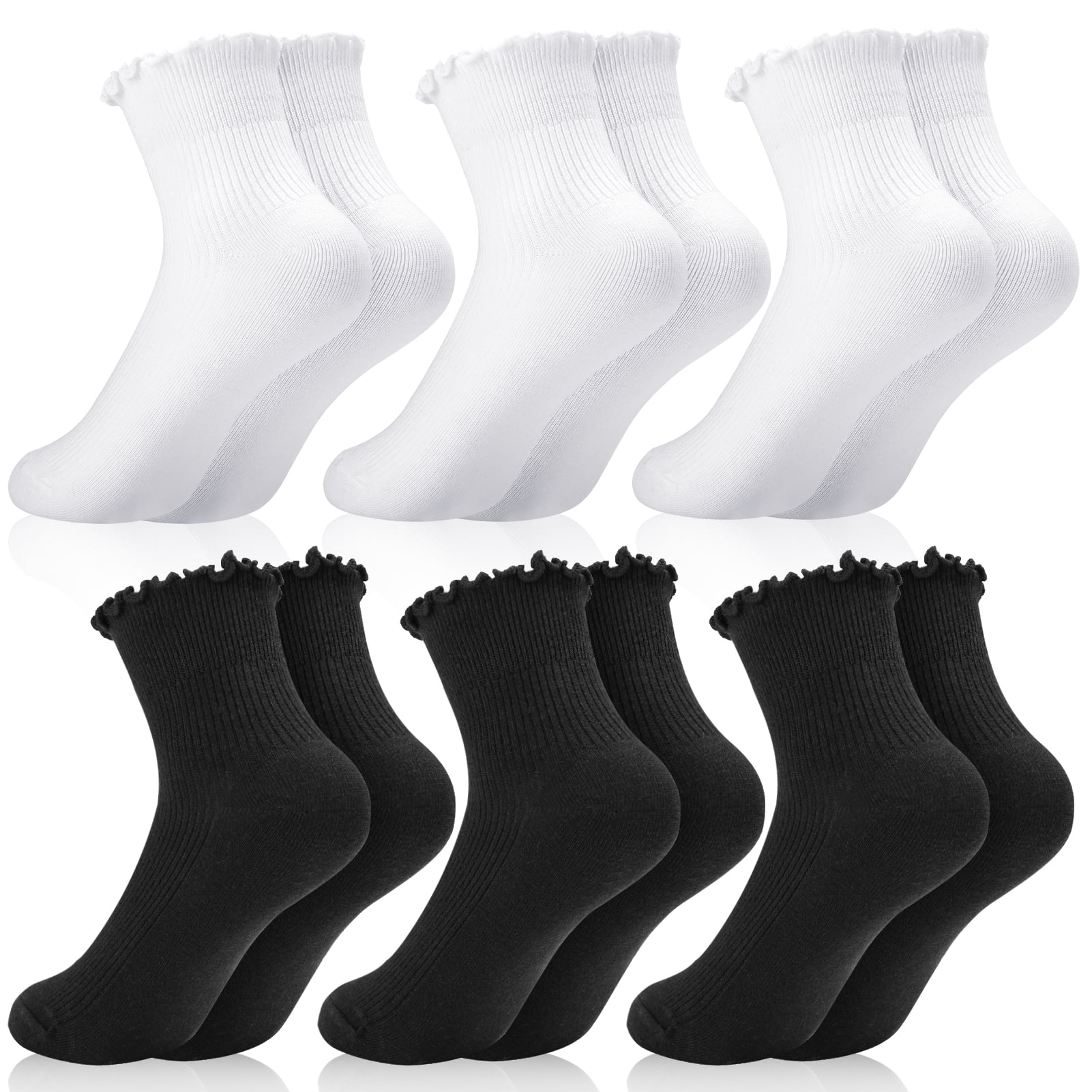Soft Combed Cotton Socks Ruffle Socks 6 Pack Mcool Mary Women's Ruffle ...