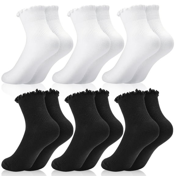 Bocaoying 6 Pairs Women's Ruffle Ankle Socks, Lettuces Crew Socks for ...