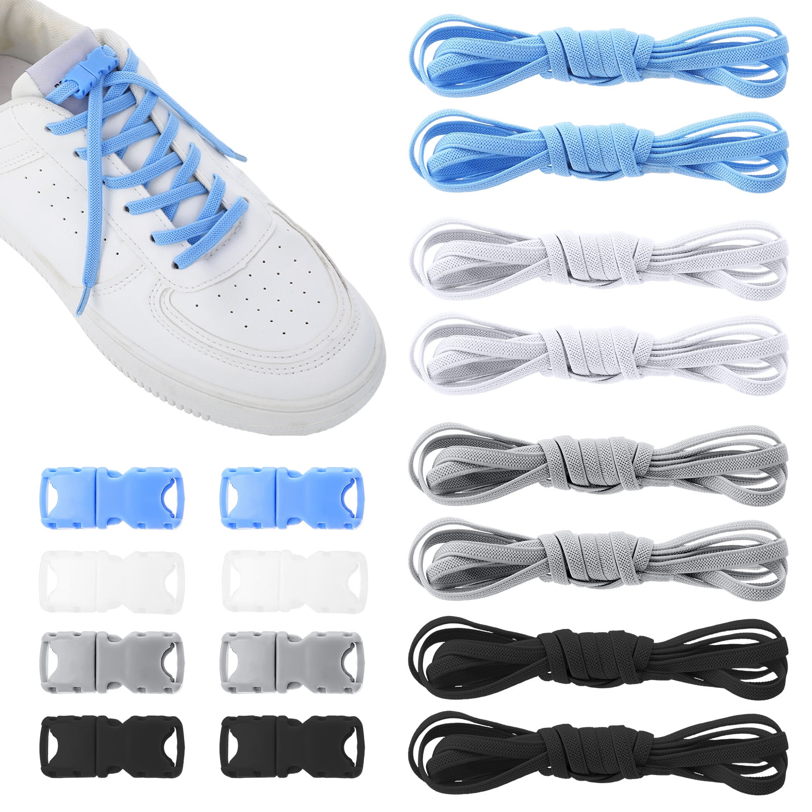 Bocaoying Elastic No Tie Shoe Laces, Stretch Flat Shoelaces for Kids ...