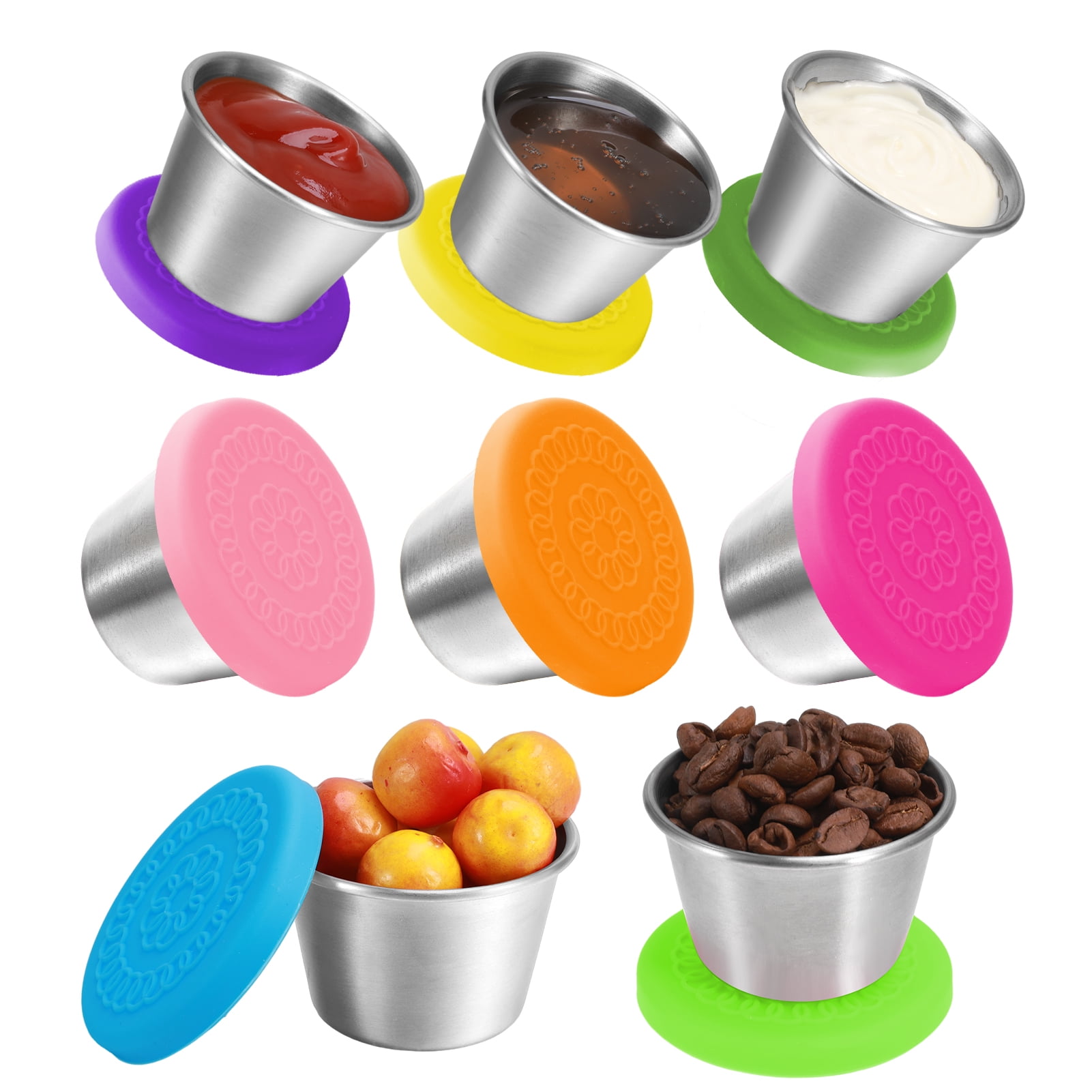 Bocaoying 8 Pack Reusable Salad Dressing Containers To Go, 2.4oz ...