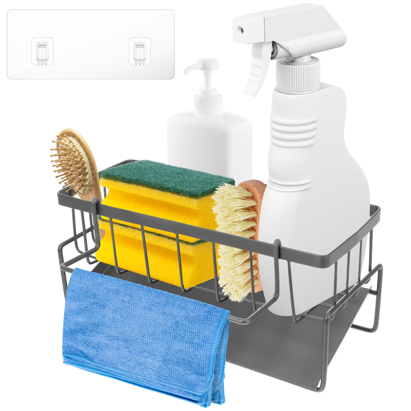 Dengmore New Sponge Holder Sink Caddy Soap Holder For Kitchen Plastic ...