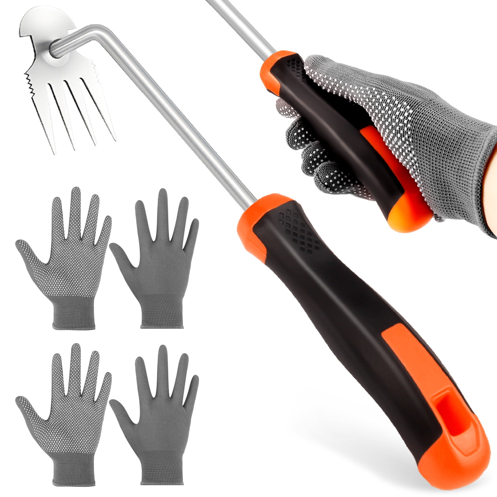 Bocaoying Weed Puller Tool, Stainless Steel 13'' with Rubber Handle, 4 ...