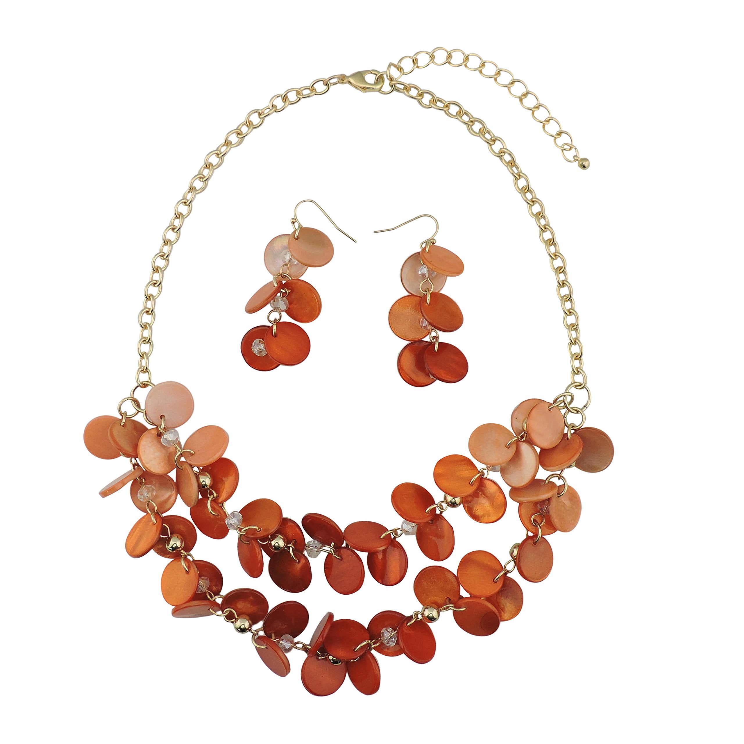 Bocar 2 Layer Statement Collar Shell Necklace and Earring Set for Women ...