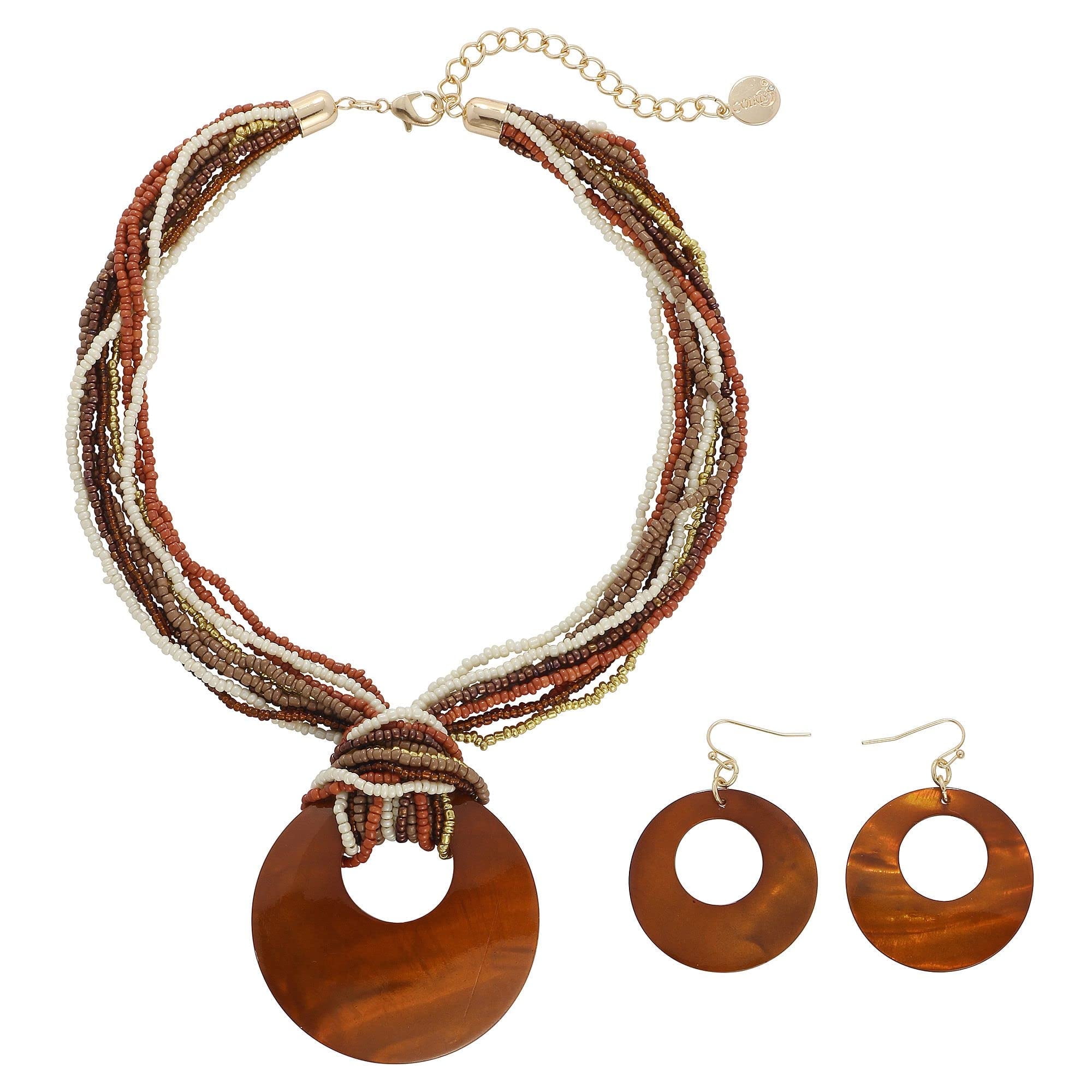 Bocar Multi Strand Statement Colorful Beaded Necklace with Big Circle ...