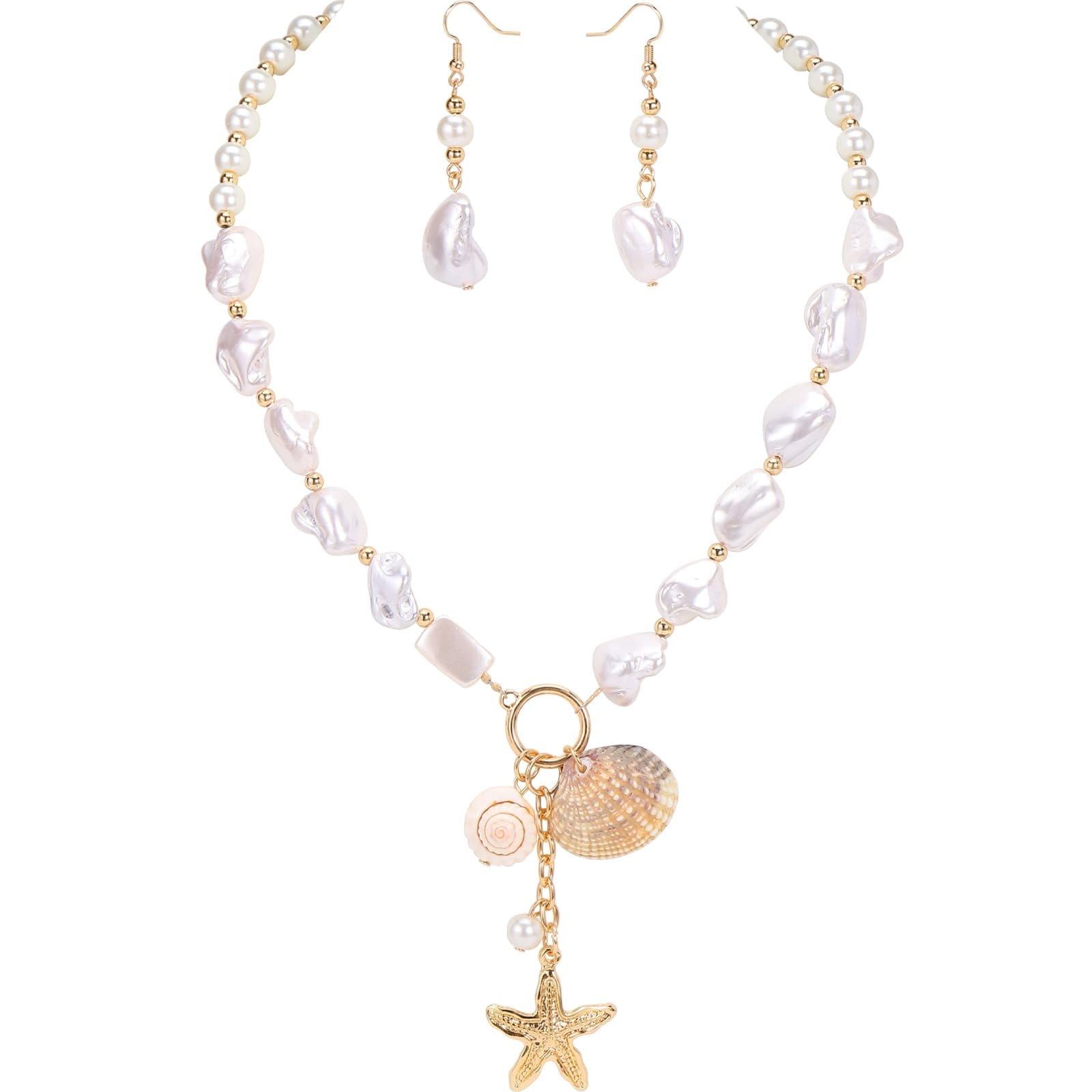 Bocar Natural Seashell Choker Necklaces Earrings Jewelry Set for Women ...
