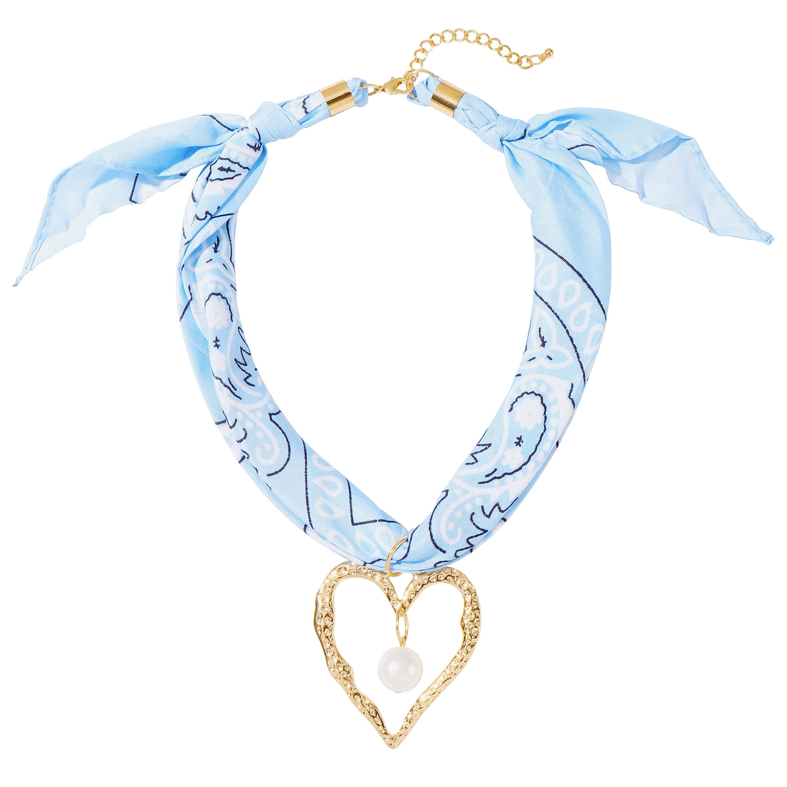 Bocar Scarf Necklace for Women Bandana Charm Western Heart Pendant Boho ...