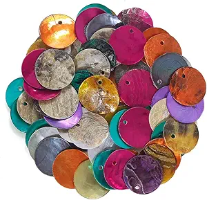 Bocar Shell Beads 150pcs Natural 15mm Flat Round Mussel Shell Coin Drop ...