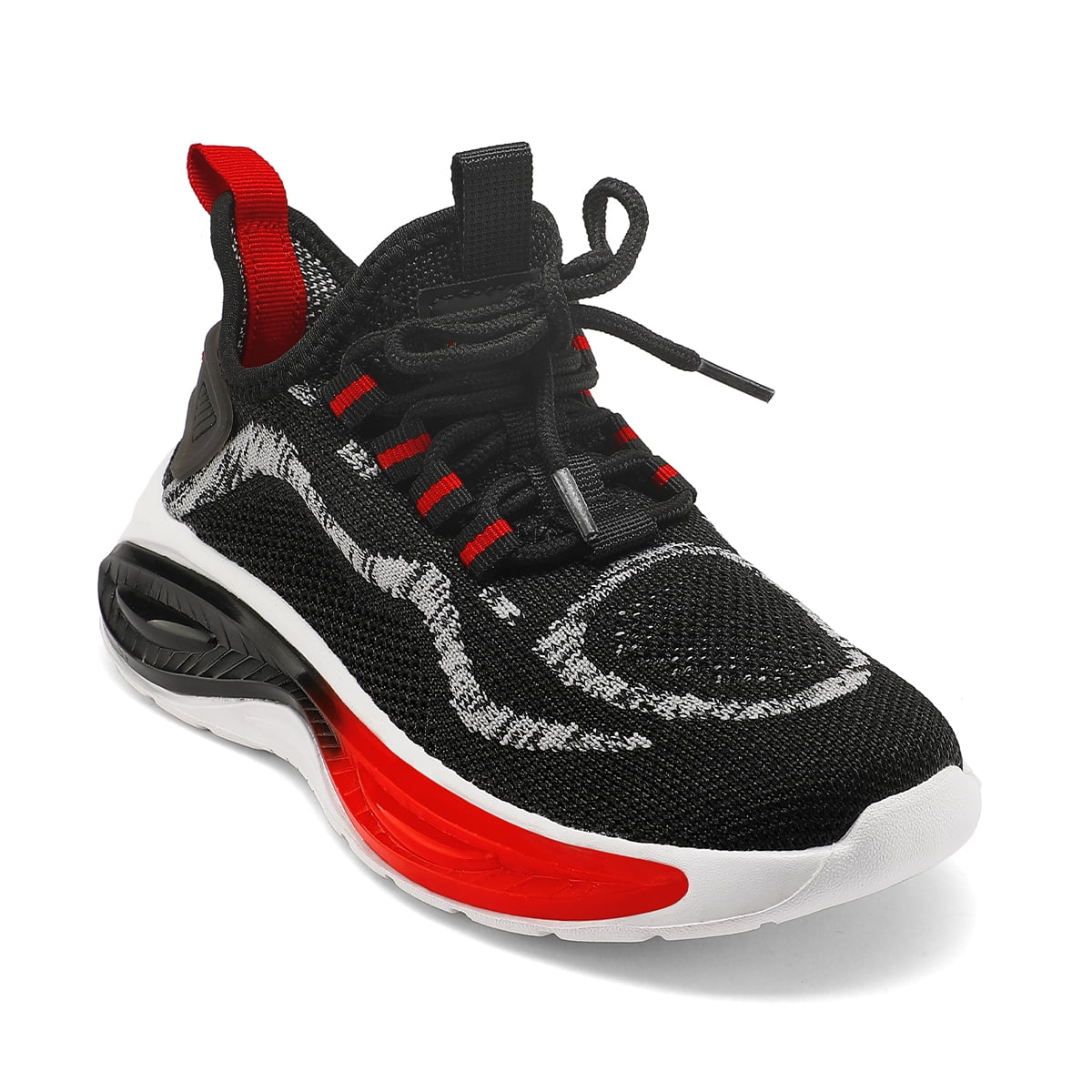 Bocca Boy's Athletic Sneakers, Black and Red Running Shoes, Breathable ...