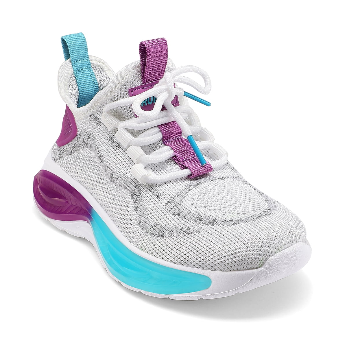 Bocca Girl's Athletic Sneaker White/Colorful Running Shoes Lace-up 13M ...