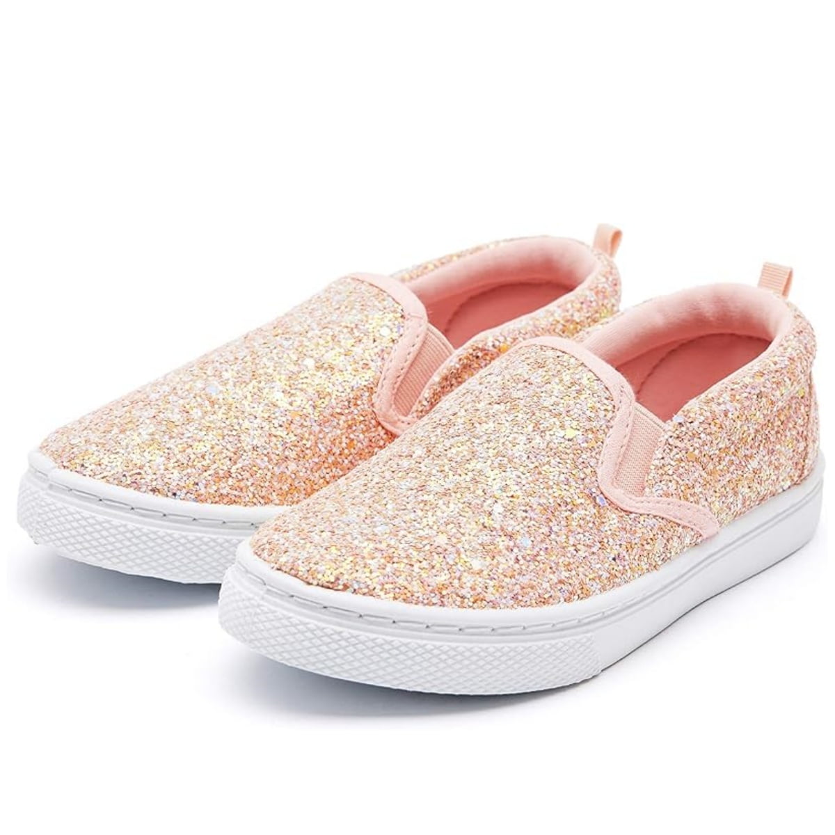 Bocca Girls A-pink Glitter Slip on Sneakers Kids Canvas Walking Shoes ...
