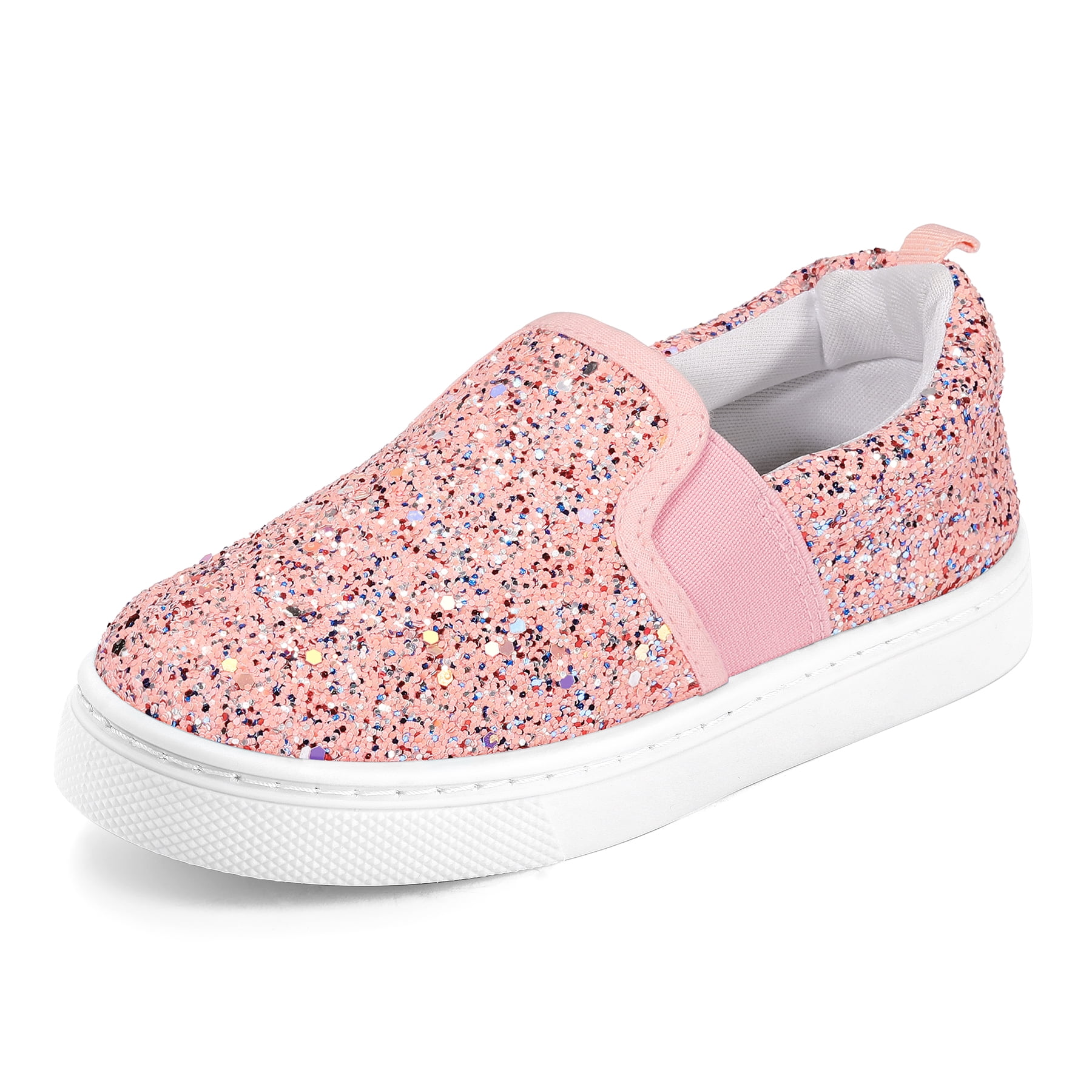 Bocca Girls Colorful Glitter Slip on Sneakers Kids Canvas Walking Shoes ...