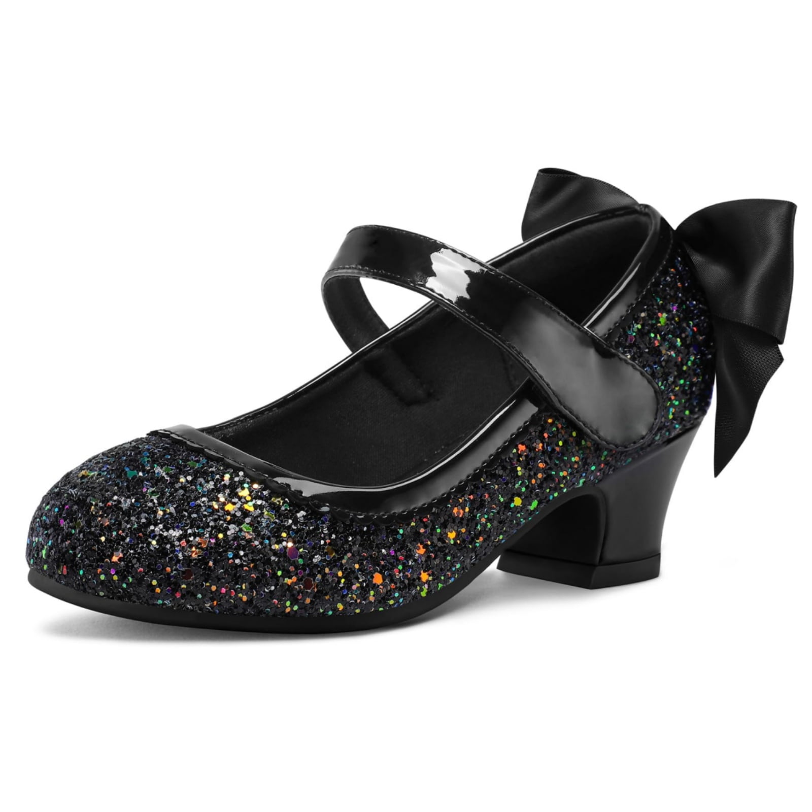 Bocca Girls Party Dress Shoes Black Glitter Mary Jane Wedding Princess ...