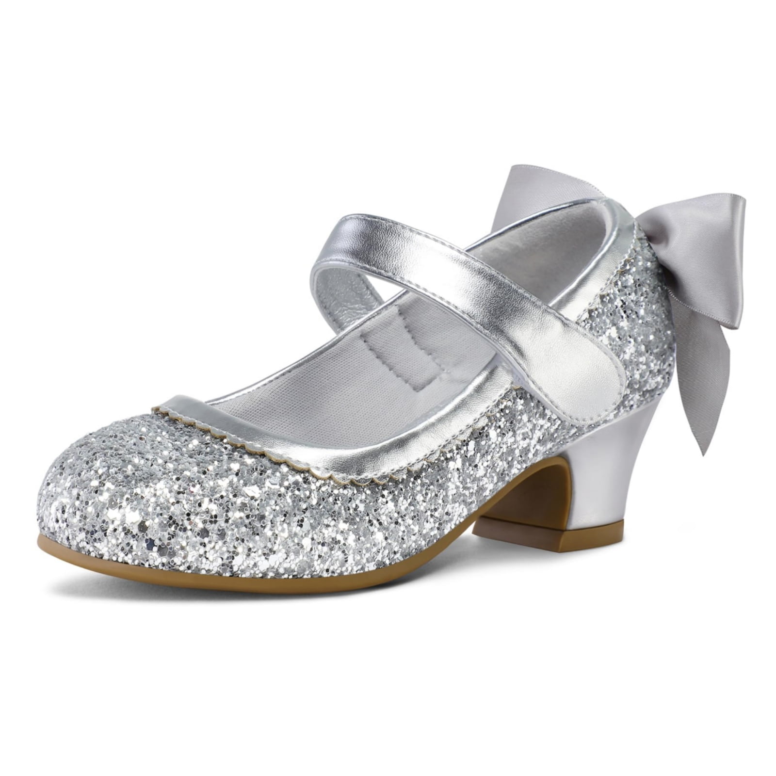 Bocca Girls Party Dress Shoes Sliver Glitter Mary Jane Wedding Princess ...