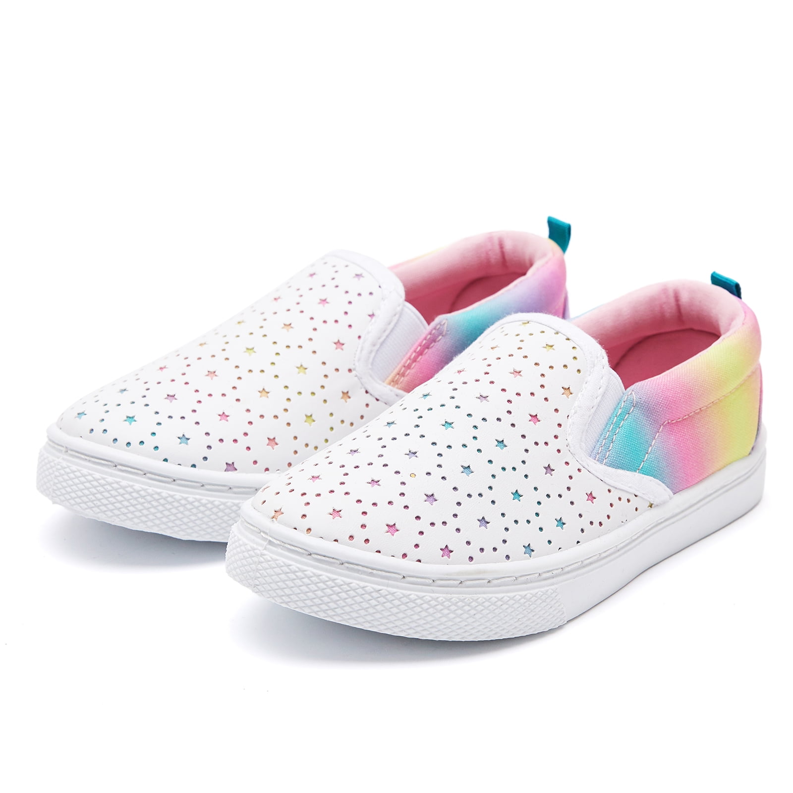 Bocca Girls White Star Slip on Sneakers Kids Canvas Walking Shoes Size ...