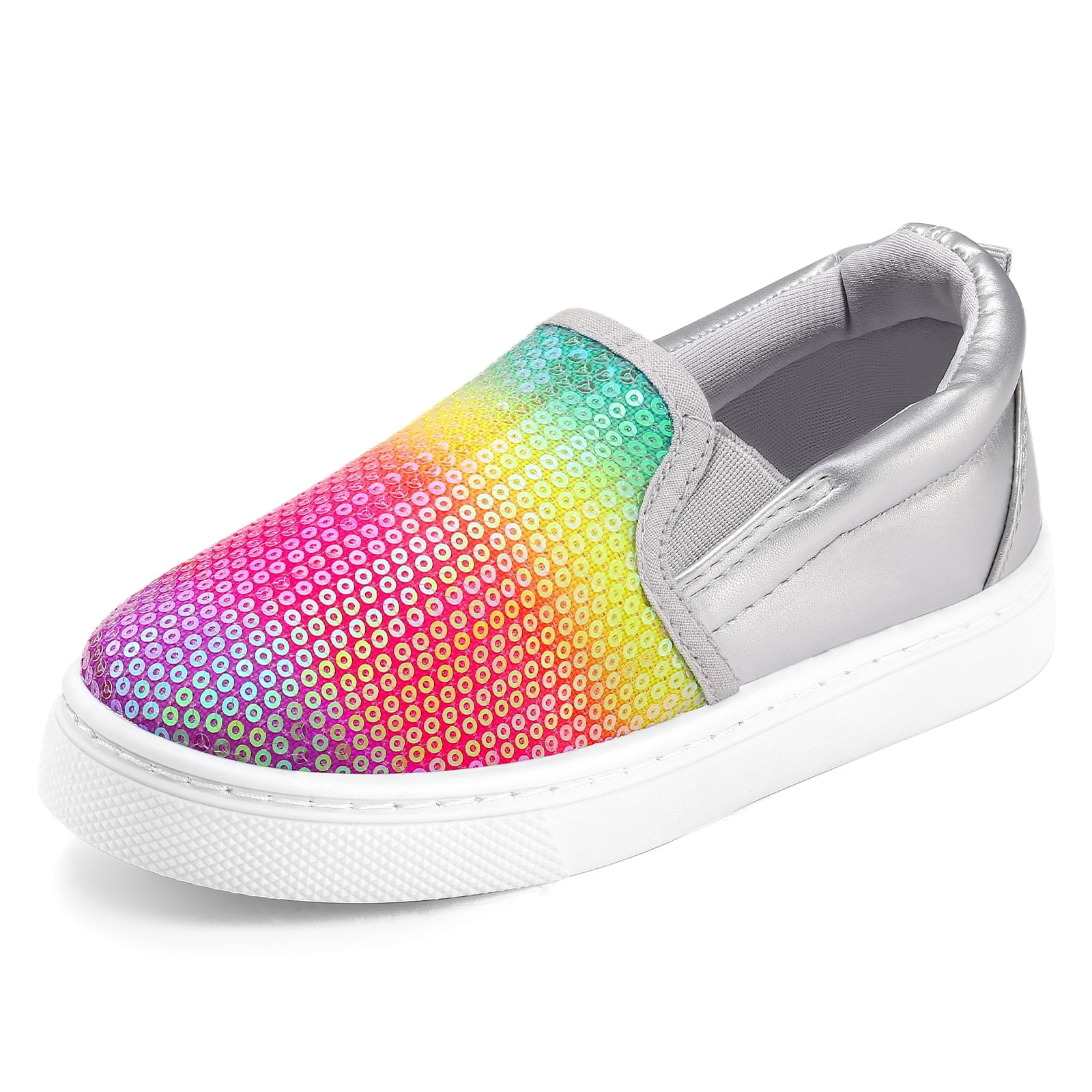 Bocca Kid's Slip on Sneakers Rainbow Girls Canvas Walking Shoes Size 13 ...