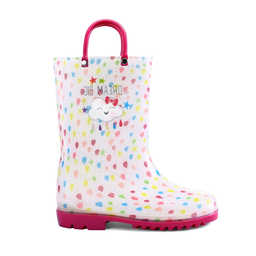 BOCCA Children's Toddler Girls Pink Dot Rain Boots, Waterproof PVC ...