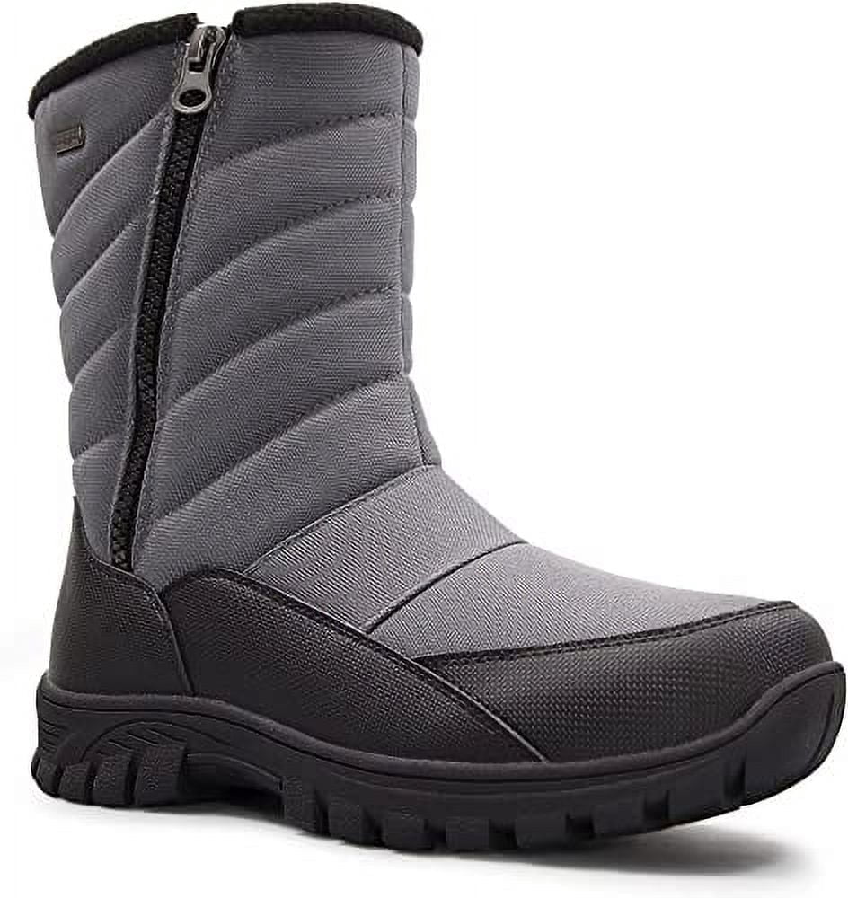Bocca Men's Hiking Snow Boots Grey Mid-Calf Insulated Boot Faux-Fur ...