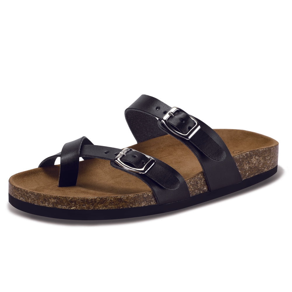 Bocca Women Adjustable Slide Sandals Black Summer Flip-Flops Ring Open ...
